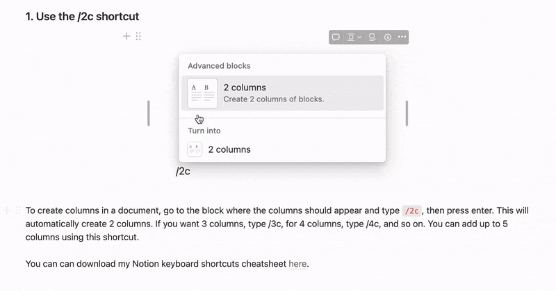 Notion Columns And Vertical Dividers [tutorial Examples]
